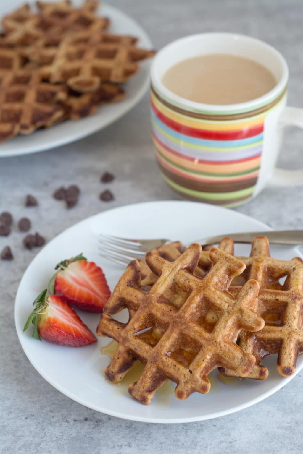 Chocolate Chip Protein Waffles (No Protein Powder Recipe)