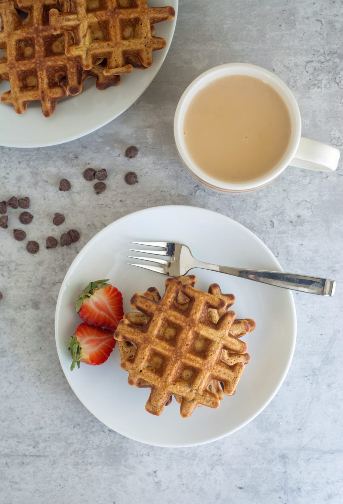 Chocolate Chip Protein Waffles (No Protein Powder Recipe)